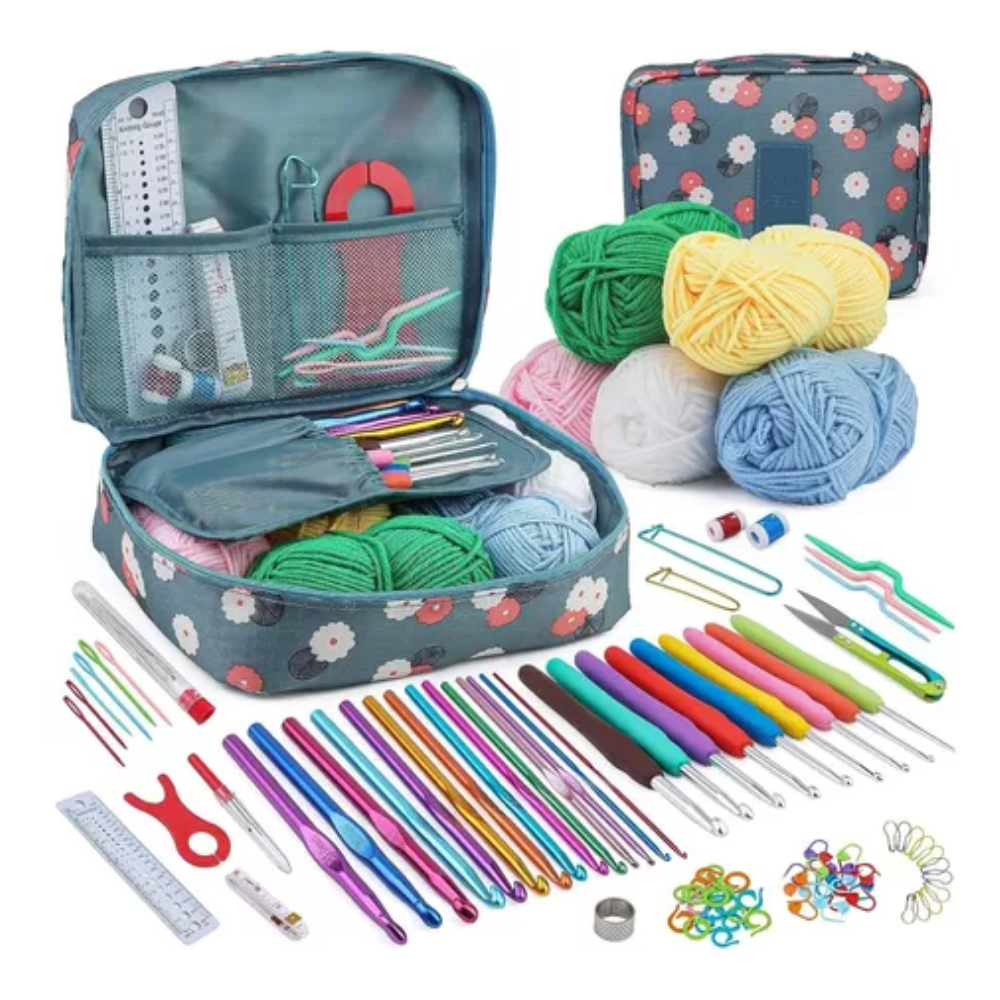 Set Estuche Crochet Silicona Tejidos Palillos Para Tejer — Telotenemos