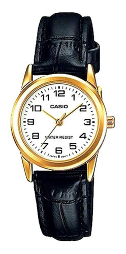 Reloj Casio Mujer Análogo Ltp-v001gl-7bu Cuero Negro — Telotenemos