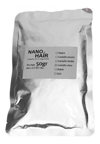 Nano Hair 50gs Fibra Keratina Pelo En Polvo Alopecia — Telotenemos